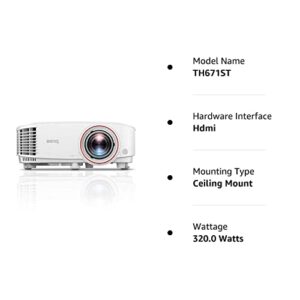 BenQ TH671ST 1080p Short Throw Gaming Projector | Gaming Mode for Intense Low Input Lag Action | 3000 Lumens for Lights On Entertainment | 3 Year Industry Leading Warranty