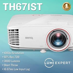 BenQ TH671ST 1080p Short Throw Gaming Projector | Gaming Mode for Intense Low Input Lag Action | 3000 Lumens for Lights On Entertainment | 3 Year Industry Leading Warranty