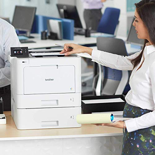 Brother HL-L8360CDWT Business Color Laser Printer, Wireless Networking, Auto 2-Sided Printing, 250-sheet or 500-sheet Capacity, 33 ppm, 512 MB, 2400 x 600 DPI, White-Bundle with JAWFOAL Printer Cable