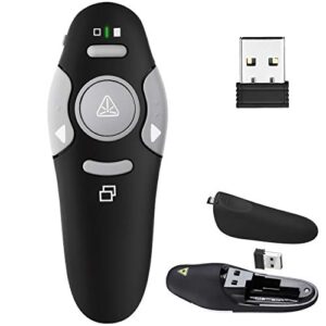 presentation clicker remote laser pointer – wireless usb presenter – slideshow powerpoint clicker – compatible with win10︱mac – support ppt︱keynote︱google slides (k100b)