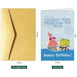 Funny 25th Birthday Card, Cute 25th Birthday Greeting Card for Women Men, Sponge Bob and Patrick Star Meme Bday Card