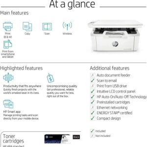 HP (Renewed) Laserjet Pro MFP M29W All-in-One Wireless Monochrome Laser Printer, White - Print Scan Copy - 1.0" Icon LCD Display, 19 ppm, 600 x 600 dpi, 8.5 x 11.69, Hi-Speed USB