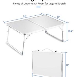 Foldable Laptop Table for Bed, SUVANE Lap Desk Bed Desk, Breakfast Serving Bed Tray, Portable Mini Picnic Table Storage Space Laptop Desk Reading Holder(Gray)