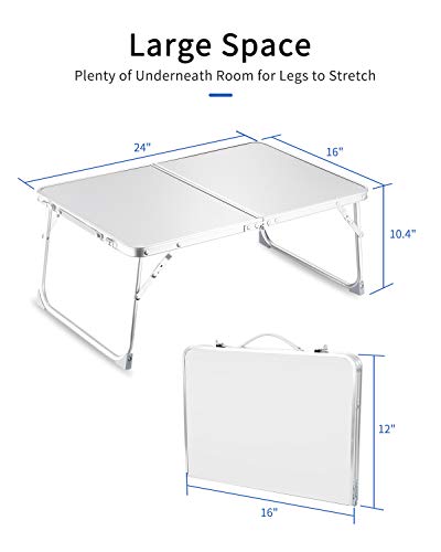 Foldable Laptop Table for Bed, SUVANE Lap Desk Bed Desk, Breakfast Serving Bed Tray, Portable Mini Picnic Table Storage Space Laptop Desk Reading Holder(Gray)