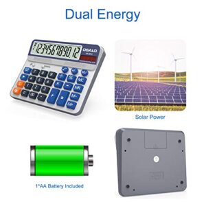 Desktop Calculator Extra Large 5-Inch LCD Display 12-Digit Big Number Accounting Calculator with Giant Response Button, Battery & Solar Powered, Perfect for Office Business Home Daily Use(OS-6815)