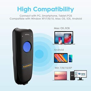 NADAMOO Wireless Barcode Scanner Compatible with Bluetooth, with Charging Dock, Portable USB 1D Bar Code Scanner for Inventory, 2.4G Wireless & Wired Barcode Reader for Tablet iPhone iPad Android iOS