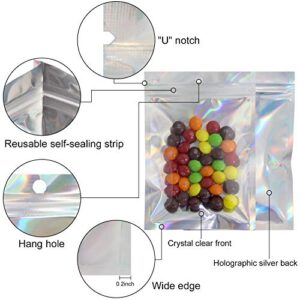 EgticLive 100 Pack Holographic Bags for Small Business, 4 x 6", Resealable Ziplock Foil Pouch Bags for Multipurpose Storage (4 X 6 inches)