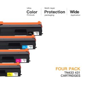 E-Z Ink (TM Compatible Toner Cartridge Replacement for Brother TN-433 TN433 TN433bk TN431 Compatible with HL-L8260CDW HL-L8360CDW MFC-L8610CDW MFC-L8900CDW (Black, Cyan, Magenta, Yellow, 4 Pack)