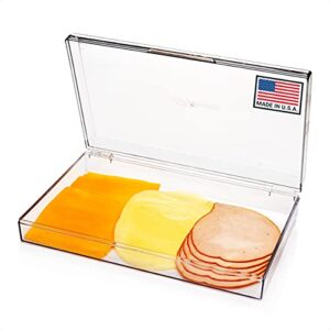 pikanty – fridge and freezer deli keeper with hinged lid. great for meat, cheese, bacon, cold cuts and more. made in usa