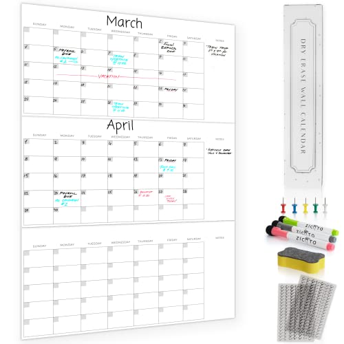 Simplified Dry Erase Wall Calendar for 3 Month Planning – Easy To Erase 30" x 45" Calendar for White Boards - The Perfect Planning Tool and Visual Organizer For Your Office & Home Wall