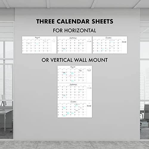 Simplified Dry Erase Wall Calendar for 3 Month Planning – Easy To Erase 30" x 45" Calendar for White Boards - The Perfect Planning Tool and Visual Organizer For Your Office & Home Wall