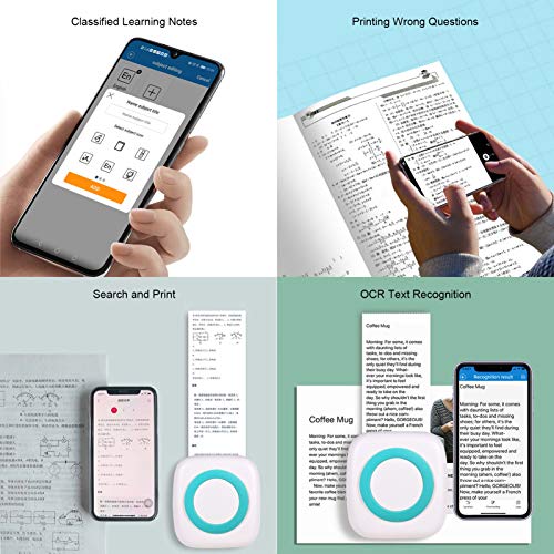 KXDFDC Mini Pocket Printer BT Portable Instant Mobile Printer 57mm Thermal Paper Receipt Label Sticker Memo Photo Printing (Color : Blue)