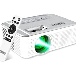 Mini Projector, Portable Movie Projector 8000 Lumens for Home Theater Outdoor Video Projectir 1080P Supported Compatible HDMI,VGA,USB,TF Card,Laptop TV Stick, Xbox Built-in Speaker