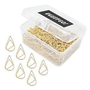 250 Pieces Gold Cute Paper Clips Teardrop Stainless Steel Drop-Shaped Paper Clips for Office School Supplies Wedding Invitations Crafts Scrapbooking Bookmarks Kids Women Planners (1 inch) by DEEDYGO