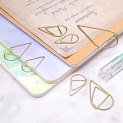 250 Pieces Gold Cute Paper Clips Teardrop Stainless Steel Drop-Shaped Paper Clips for Office School Supplies Wedding Invitations Crafts Scrapbooking Bookmarks Kids Women Planners (1 inch) by DEEDYGO