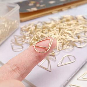 250 Pieces Gold Cute Paper Clips Teardrop Stainless Steel Drop-Shaped Paper Clips for Office School Supplies Wedding Invitations Crafts Scrapbooking Bookmarks Kids Women Planners (1 inch) by DEEDYGO