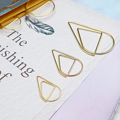 250 Pieces Gold Cute Paper Clips Teardrop Stainless Steel Drop-Shaped Paper Clips for Office School Supplies Wedding Invitations Crafts Scrapbooking Bookmarks Kids Women Planners (1 inch) by DEEDYGO