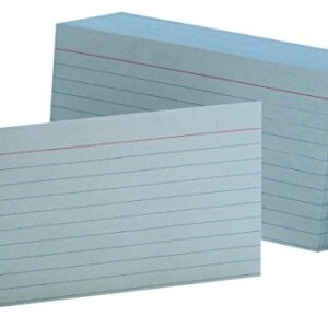 Oxford Ruled Color Index Cards, 3" x 5", Blue, 100 Per Pack (7321 BLU)