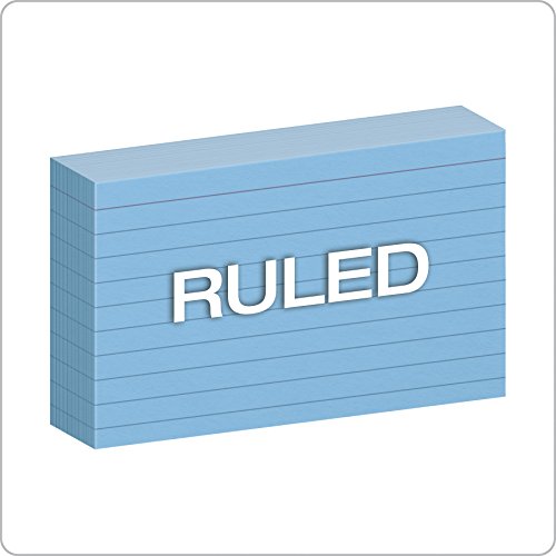 Oxford Ruled Color Index Cards, 3" x 5", Blue, 100 Per Pack (7321 BLU)