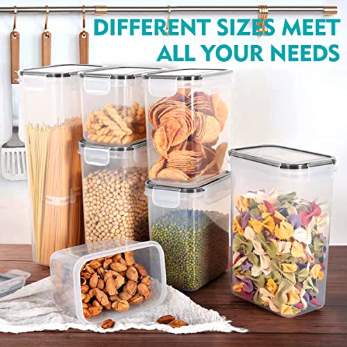 21 Pack Airtight Food Storage Containers Set, Kitchen & Pantry Organization Containers for Cereal, Flour & Sugar, BPA Free Plastic Cereal Container with Easy Lock Lids, Labels, Marker & Spoon Set