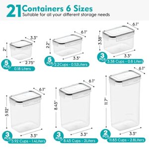 21 Pack Airtight Food Storage Containers Set, Kitchen & Pantry Organization Containers for Cereal, Flour & Sugar, BPA Free Plastic Cereal Container with Easy Lock Lids, Labels, Marker & Spoon Set