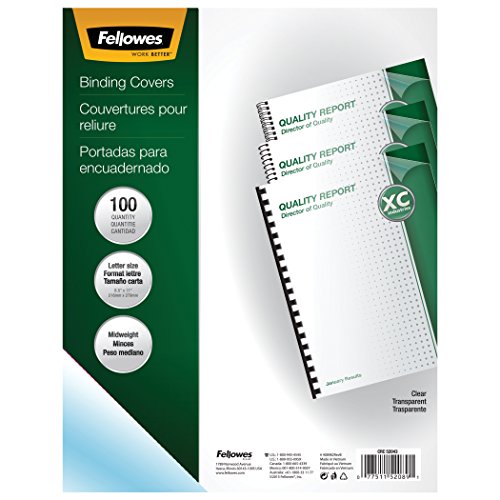 Fellowes 52089 Binding Presentation Covers, 8mil, Letter, 100 Pack, Clear