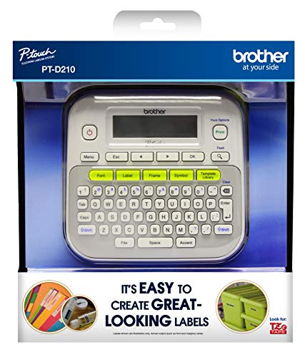 Brother P-touch, PTD210, Easy-to-Use Label Maker, One-Touch Keys, Multiple Font Styles, 27 User-Friendly Templates, White