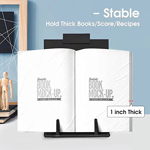 Desktop Document Holder Stand with 7 Adjustable Positions, Black Metal File Organizer Management Copyholder for Typing Speech Reading A4 Letter Music Book Tablet Office, with Paper Clip and Line Guide