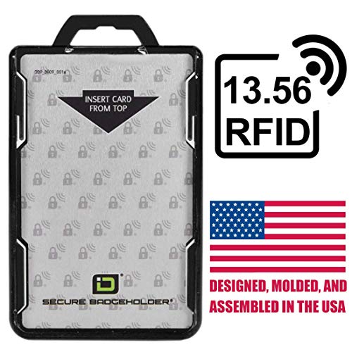 ID Stronghold - RFID Blocking Secure Badge Holder - Duolite 2 Card ID Holder - Poly Carbonate - Heavy Duty Hard Plastic ID Badge Holder - USA Molded and Assembled - FIPS 201 Approved - Black