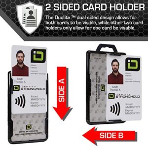 ID Stronghold - RFID Blocking Secure Badge Holder - Duolite 2 Card ID Holder - Poly Carbonate - Heavy Duty Hard Plastic ID Badge Holder - USA Molded and Assembled - FIPS 201 Approved - Black