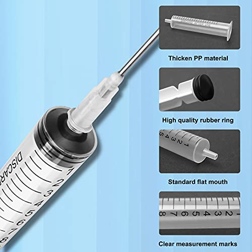 6 Pack-10ml Ink Syringe with 16 Ga Blunt Needle Tip and Soft Plastic Tube Suitable for Glue Application,Liquid Dispensing and Measuring, Pet Food Feeding,Refilling Ink Cartridges,CISS or Flux pen