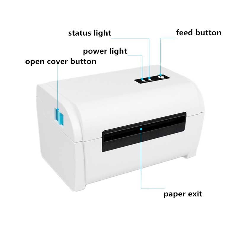 ZSEDP 4 Inch Shipping Label Maker Address Barcode Width 40-110mm Sticker USB High Speed Thermal Printer