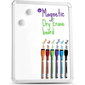 magnetic small white board dry erase 11’’x14’’ – mini dry erase board with 6 markers, personal whiteboards for refrigerator wall, fridge white boards, handheld whiteboard for little kids & students