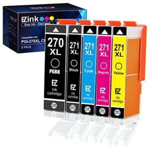 e-z ink (tm) compatible ink cartridge replacement for canon pgi-270xl cli-271xl pgi 270 xl cli 271 xl to use with mg6820 mg5720 mg7720 (1 large black,1 small black,1 cyan,1 magenta,1 yellow) 5 pack