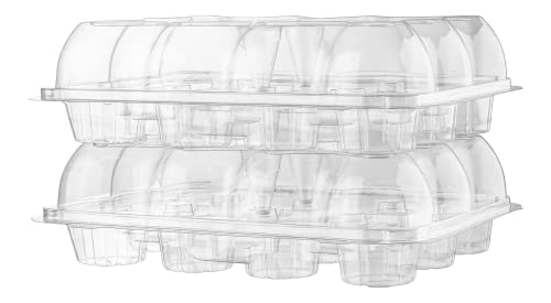 5 Cupcake Containers Plastic Disposable | High Dome Cupcake Boxes 12 Compartment Cupcake Holders Disposable Cupcake Carrier | Dozen Cupcake Trays | Durable Cup Cake Muffin Packaging Transporter