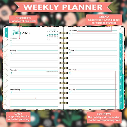 Planner 2023-2024 - 2023-2024 Weekly Monthly Planner, July 2023-June 2024, 6.4'' x 8.5'' Academic Planner 2023-2024 with Thick Paper, Pocket, Tabs