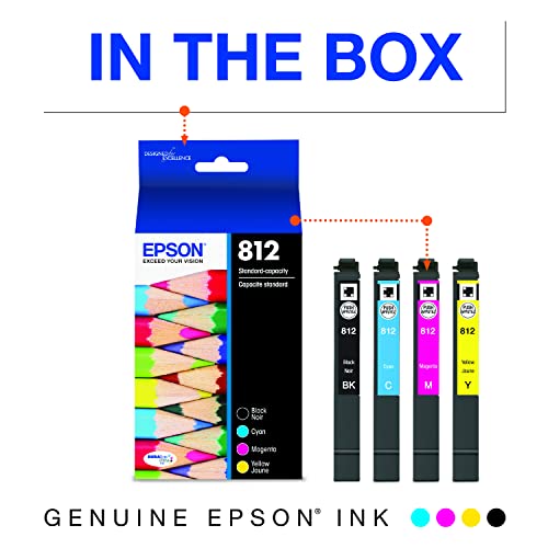 EPSON T812 DURABrite Ultra -Ink Standard Capacity Black & Color -Cartridge Combo Pack (T812120-BCS) for Select Epson Workforce Pro Printers