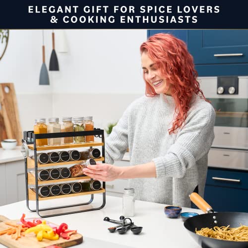 Spice Rack Organizer - Spice Organizer With 24 Jars & 3 Spice Racks - Spices Organizer, Seasoning Rack, Kitchen Spice Organizer, Spice Holder - Spice Jars And Rack, Spice Rack Organizer For Countertop