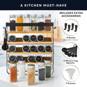 Spice Rack Organizer - Spice Organizer With 24 Jars & 3 Spice Racks - Spices Organizer, Seasoning Rack, Kitchen Spice Organizer, Spice Holder - Spice Jars And Rack, Spice Rack Organizer For Countertop