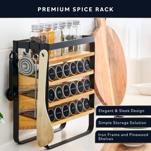 Spice Rack Organizer - Spice Organizer With 24 Jars & 3 Spice Racks - Spices Organizer, Seasoning Rack, Kitchen Spice Organizer, Spice Holder - Spice Jars And Rack, Spice Rack Organizer For Countertop