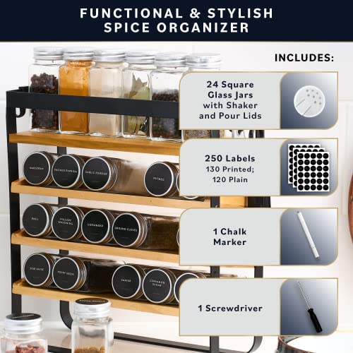 Spice Rack Organizer - Spice Organizer With 24 Jars & 3 Spice Racks - Spices Organizer, Seasoning Rack, Kitchen Spice Organizer, Spice Holder - Spice Jars And Rack, Spice Rack Organizer For Countertop