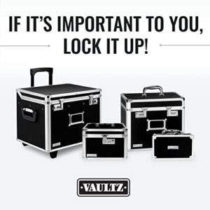 Vaultz File Organizer Box - 14 x 7 x 12.19 Inch Letter Size, Portable Locking Storage Totes with Dual Combination Locks for Filing Office Documents - Black