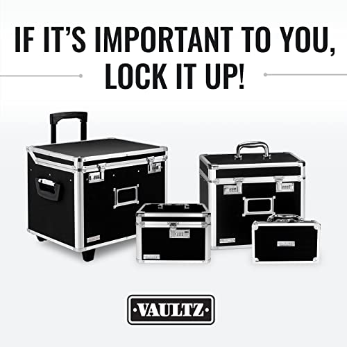 Vaultz File Organizer Box - 14 x 7 x 12.19 Inch Letter Size, Portable Locking Storage Totes with Dual Combination Locks for Filing Office Documents - Black