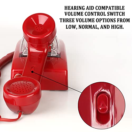 Retro Wall Phones for Landline with Mechanical Ringing Classic Corded Telephone Wall Mounted with Indicator Waterproof Old Style Phone for Home Hotel and Office