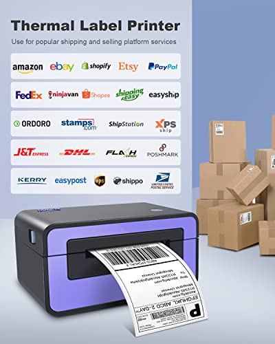 POLONO Shipping Label Printer, 4x6 Thermal Label Printer for Shipping Packages, Commercial Direct Thermal Label Maker, Label Holder, Thermal Label Holder for Fan-Fold and Roll Labels