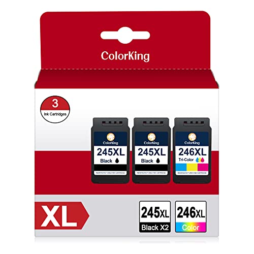 ColorKing Compatible Ink Cartridge Replacement for Canon 245XL 246XL PG-245XL CL-246XL 243xl 244xl for PIXMA MX492 MX490 MG2522 MG2922 MG2520 MG2420 TR4520 MG2920 TS3300 TS3122 TS3100 Printer (3 Pack)