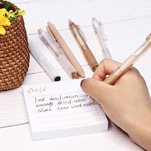 Buqoo Gel Pens Set, 5 Pack Retractable Gel Ink Pens 0.5mm Fine Points Pens Various Styles of Gel Pens with 1 Highlighter for Drawing Writing Planner and School Supplies (Brownish Red Color)