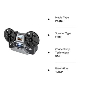 8mm & Super 8 Reels to Digital MovieMaker Film Scanner Converter, Pro Film Digitizer Machine with 2.4" LCD, Grey (Convert 3 inch and 5 inch Film reels into Digital) with 32 GB SD Card…