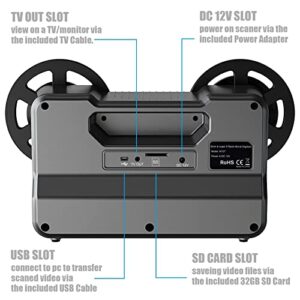 8mm & Super 8 Reels to Digital MovieMaker Film Scanner Converter, Pro Film Digitizer Machine with 2.4" LCD, Grey (Convert 3 inch and 5 inch Film reels into Digital) with 32 GB SD Card…