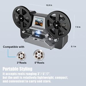 8mm & Super 8 Reels to Digital MovieMaker Film Scanner Converter, Pro Film Digitizer Machine with 2.4" LCD, Grey (Convert 3 inch and 5 inch Film reels into Digital) with 32 GB SD Card…